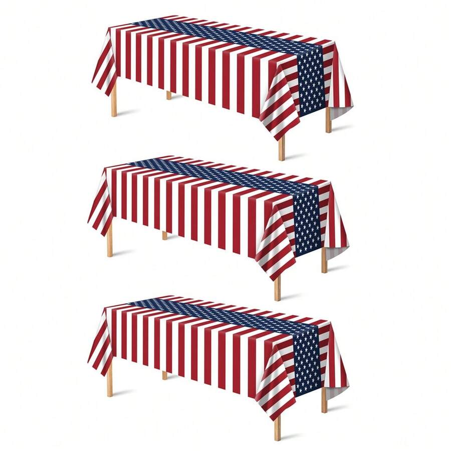6/3pcs American Flag Tablecloth, Patriotic Theme, Suitable For ...