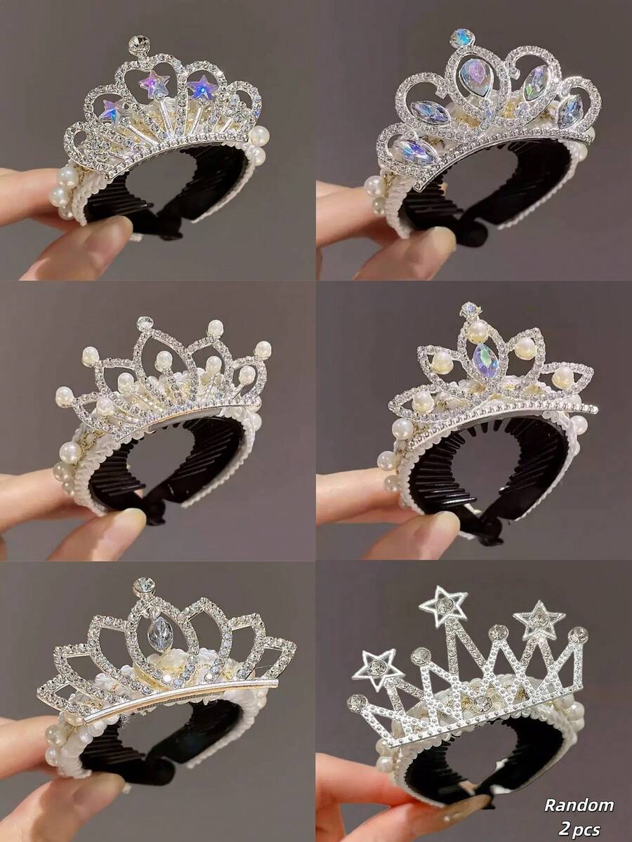 2 Peças Acessórios de Cabelo com Pérola e Coroa Aleatórios, Presilha de ...