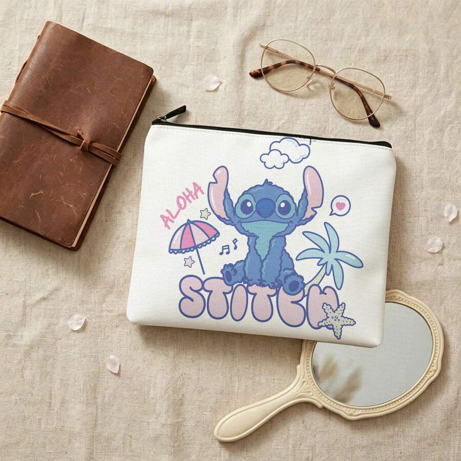 Disney Lilo & Stitch Canvas Organizer Pouch, Sweet Pastel Beach Design ...