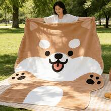 1pc Cute Shiba Inu Shaped Irregular Blanket, Soft Flannel Cartoon Dog ...