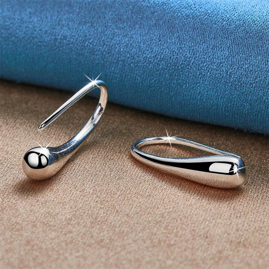 1Pair 925 Silver Plated Water Drop Earrings For Women Lady Fashion ...