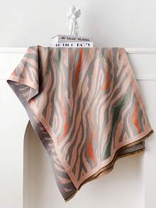1pc Colorful Tiger-Striped Short Tassel Scarf Shawls And Wraps Blanket ...