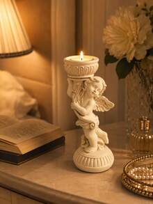 1pc 14.5cm Resin Angel Candle Holder, Vintage Ivory Little Angel Candle ...