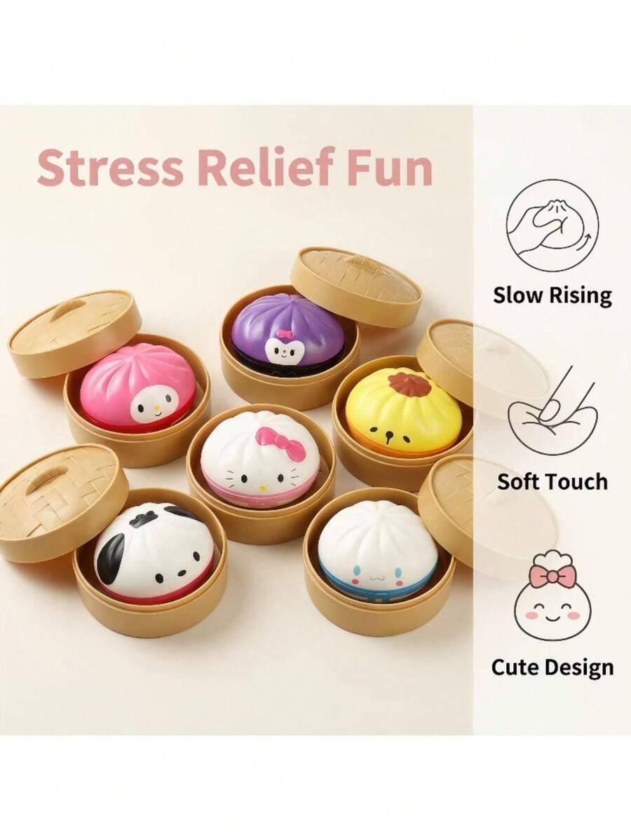 Schylling Random 1/2/3 Sets Cartoon Character Bun Stress Relief Squeeze ...