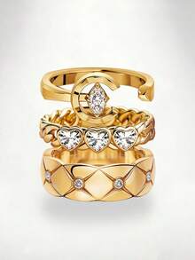 1pc Luxury X-Shaped Gemstone Ring, Gold Ring, Diamond-Studded Gemstone ...