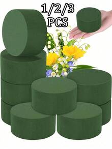 1/2/3 Peças Blocos de Espuma Floral Verde - Lama Redonda para Arranjos ...