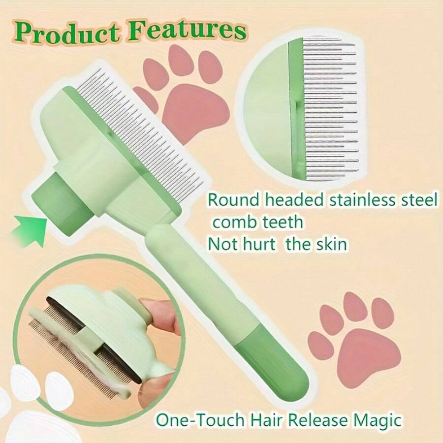 Self-Cleaning Pet Brush - Detangling And Deshedding Tool For Cats, Dogs ...
