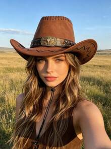 1pc Vintage Distressed Western Cowboy Style Knight Hat, Prairie Hat ...