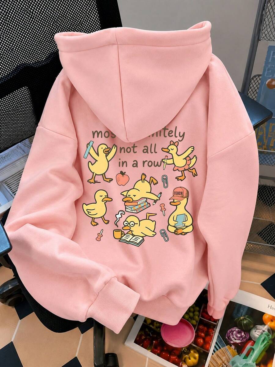 Plus Size Women's Duck Cartoon Print Drop Shoulder Sweatshirt ...
