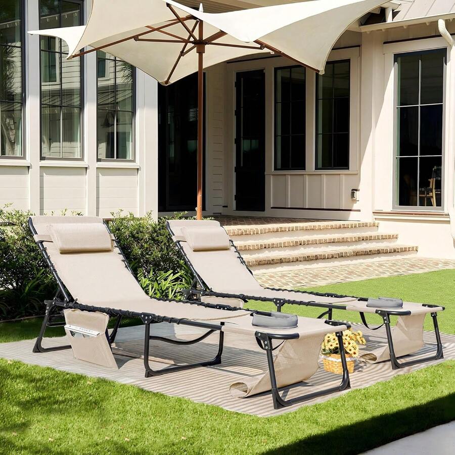 Face Down Chaise Lounge Chair 5-Position Adjustable Sunbathing ...