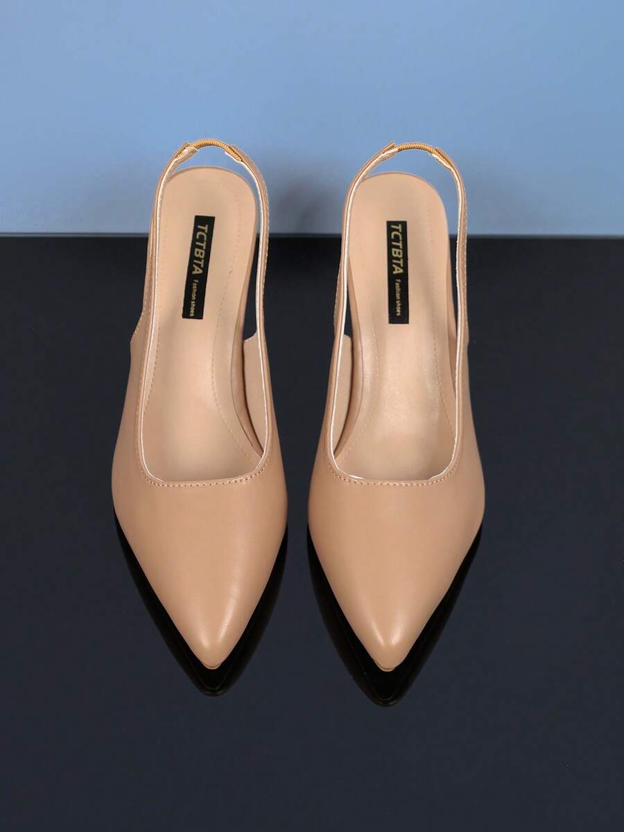 1 Pair Khaki Soft PU Teen High Heel Sandals, Solid Color, Non-Slip Wear ...