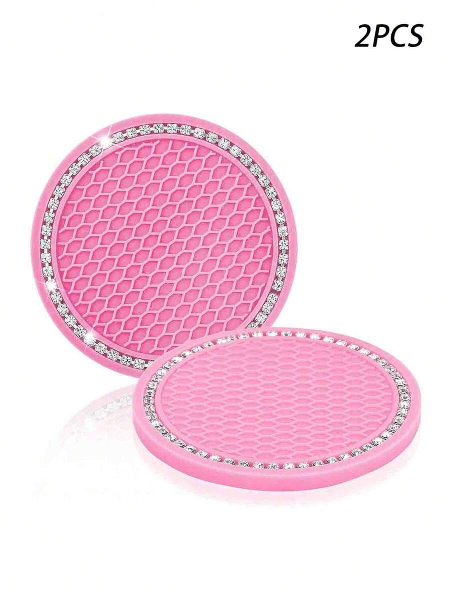 2PCS Rhinestone Studded Car Cup Holder Coasters, Highly Attractive Anti ...