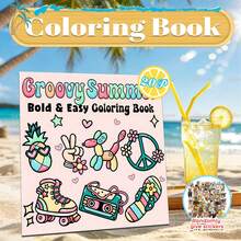 Groovy Summer: A Student Coloring Book, 20 Pages Of Bold And Easy Line ...