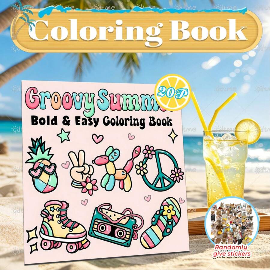 Groovy Summer: A Student Coloring Book, 20 Pages Of Bold And Easy Line ...