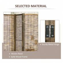 Hand Woven Room Divider, 4 Panel Folding Screen, Reed Partition Wall ...