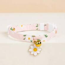 Pink Floral Cat Collar With Daisy Pendant, Safety Buckle Design ...