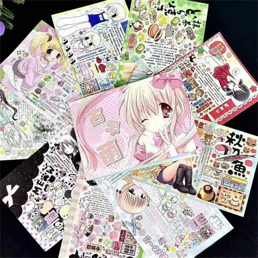Cute Retro Magazine Scrapbook Film Sticker Book Anime Character Cute ...