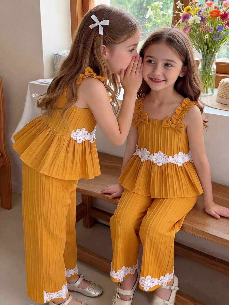 Young Girl Fashion Casual Striped 3D Bow Hollow Flower Wide Strap ...