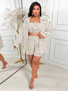 AIJ Plus Size Women Casual Set, Including Ruffle Hem And Front Button ...