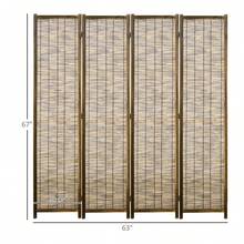 Hand Woven Room Divider, 4 Panel Folding Screen, Reed Partition Wall ...