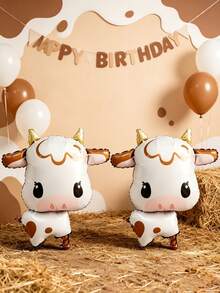 2pcs 76cm Cartoon Pearlescent Cow Aluminum Foil Balloon Set Suitable ...