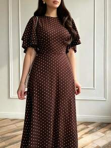 Plus Size Elegant Fashion Commuter Polka Dot Dress, Design Sense Double ...