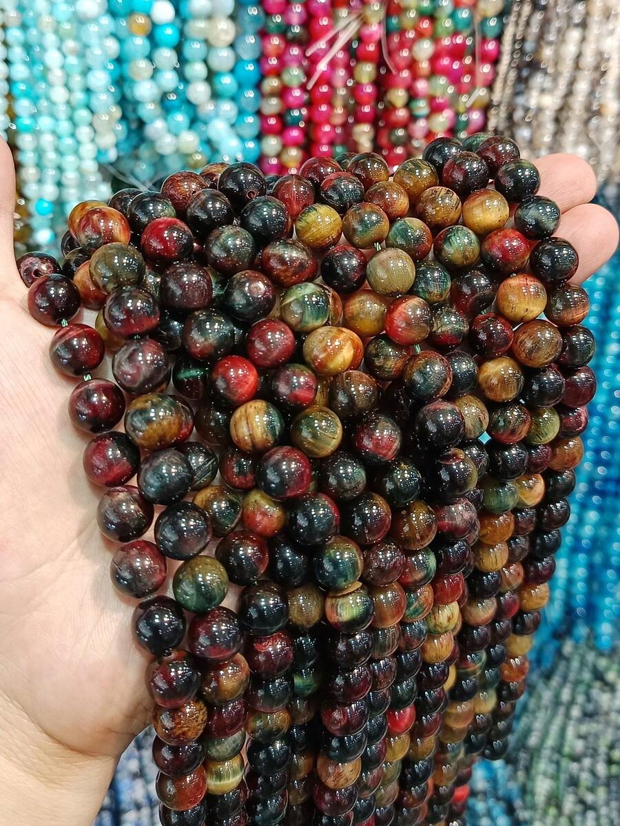Natural Galaxy Peacock Tiger Eye Stone Beads High Quality Colorful ...