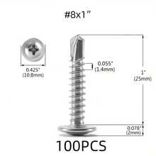100pcs 410 Stainless Steel Truss Head Self Tapping TEK Screws, #8 Self ...