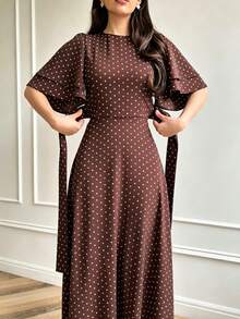 Plus Size Elegant Fashion Commuter Polka Dot Dress, Design Sense Double ...