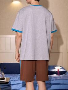 Gongdie Universal 2 Pieces Men Pajama Set,Summer Soft Cotton With Blue ...