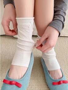 1 Pair White/Apricot/Blue/Grey/Black Summer Thin Breathable Ballet ...