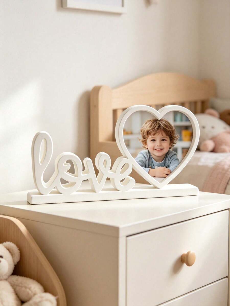 1 Peça Porta-Retrato de Mesa em Formato de Coração Branco, Design de ...