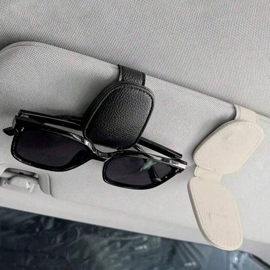 1pc Universal Car Sun Visor Glasses Clip - Non-Slip PU Material Glasses ...
