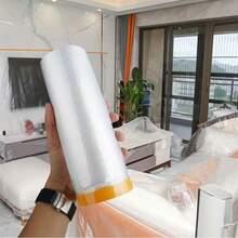 6 Rolls Of Pre-Taped Plastic Drop Cloth Film And 3 Rolls Of Decorative ...