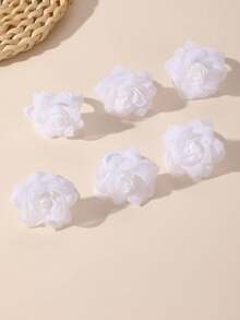 6pcs/Set Girls White Flower Hair Tie Set Combination Suitable For Daily ...