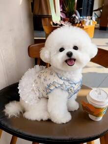 1pc Dog Summer Dress Pet Skirt Lace Trim Floral Breathable Skin ...