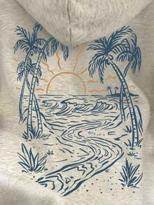 Women's Casual Loose Palm Tree Print Long Sleeve Sweatshirt, Autumn for ...
