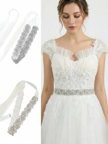 1pc Bridal Rhinestone Belt, Sparkling Handmade Beaded Wedding Dress ...