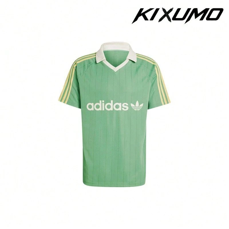 Adidas Logo Stripe Polo Loose Short Sleeve T-Shirt Green Tops Men ...