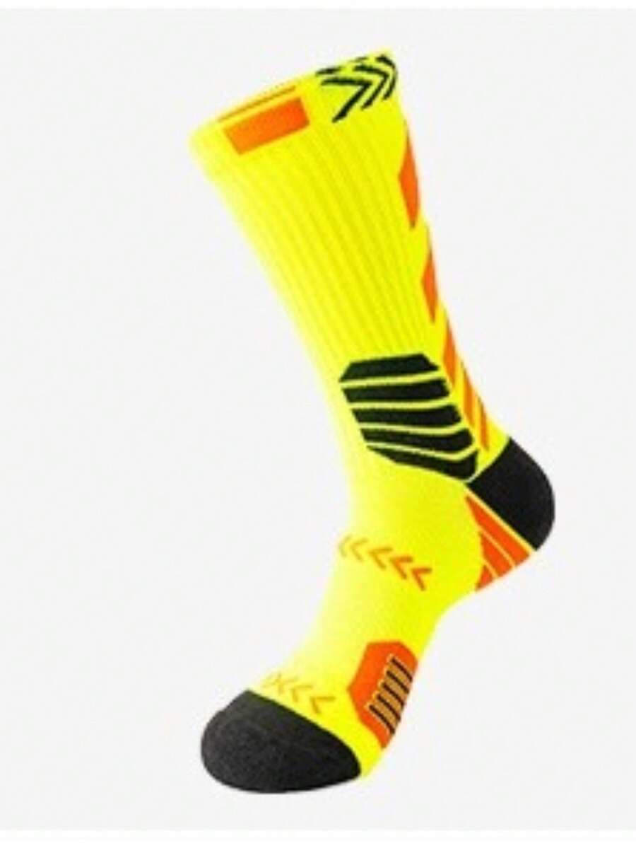 5 Pairs Men's Colorblock Basketball Socks Yellow And Black for Sale ...