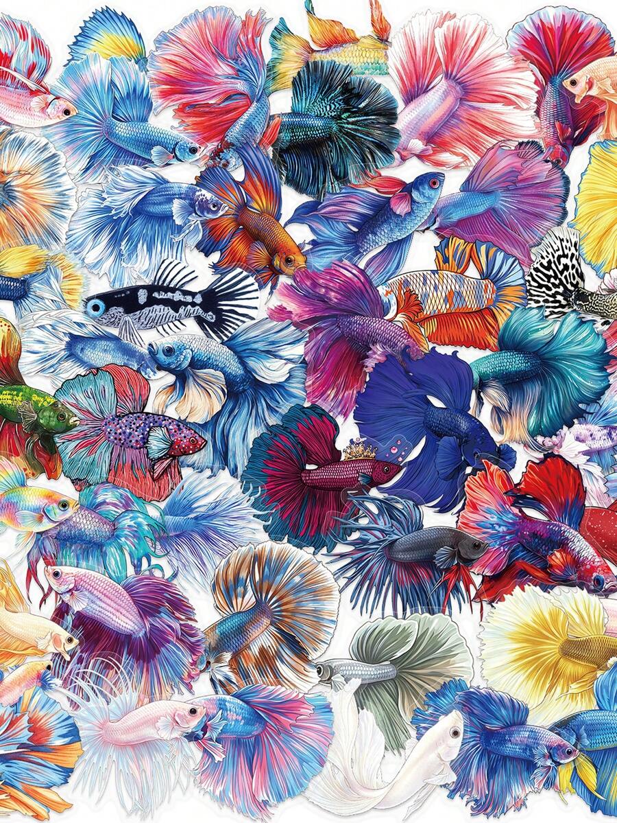 50PCS Guppies Transparent Stickers Fish PET Cartoon Graffiti Decal ...