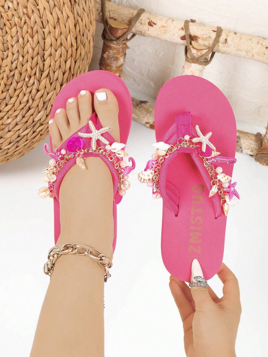 Bohemian Beach Vacation Style Women's Flip Flops, Suitable For Beach ...