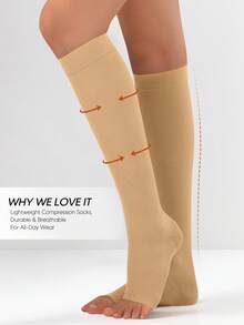 Unisex Knee-High Compression Socks, Open-Toe Support Socks, Suitable ...