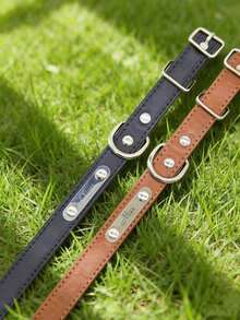 1pc Personalized Leather Pet Collar: Laser Engraved With Pet's Name And ...