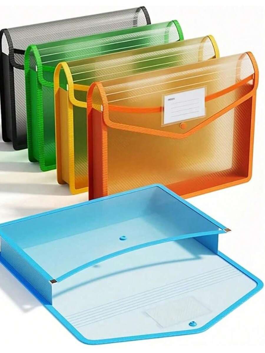 Expandable Plastic Folder With Snap Closure Transparent Envelope Bag ...