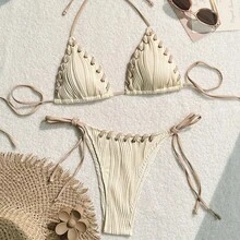 Summer New Solid Color Bikini Women's Beach Vacation Swimsuit Women's ...