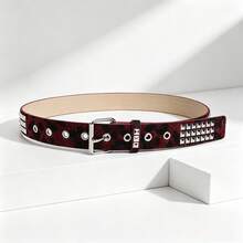 Gothic Rock Style Studded Belt, Leopard Print Adjustable Rivet Belt For ...