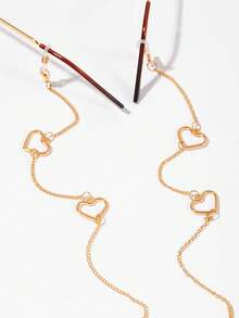 1 Simple Heart-Shaped Metal Eyeglass Chain, Fashionable Anti Slip ...