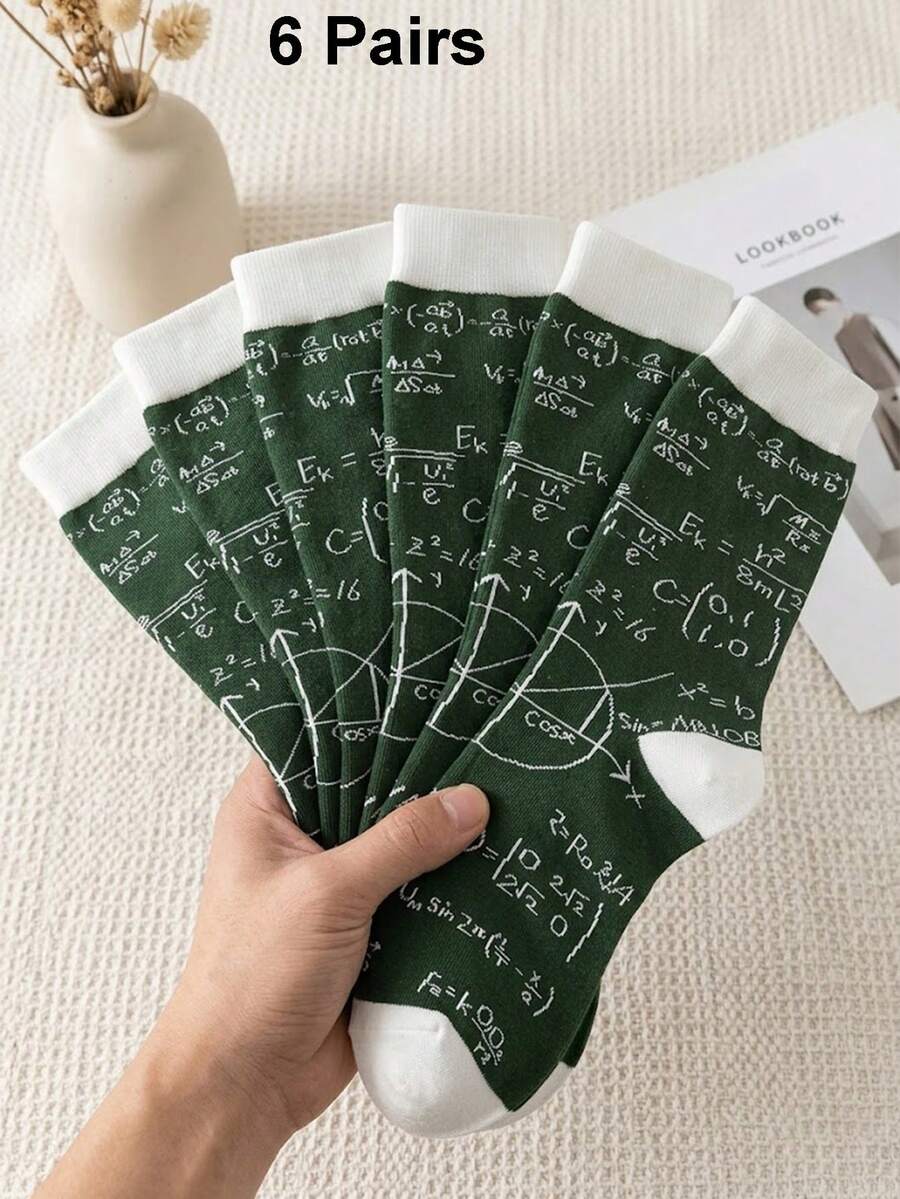 1/3/6 Pairs Men's Mid-Calf Sports Casual Socks, Cute And Fun Valentine ...