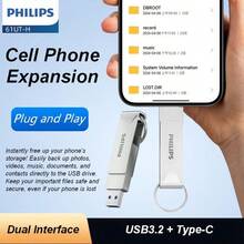 Philips Flash Drive With Keychain, Dual Interface (USB 3.2 + Type-C ...